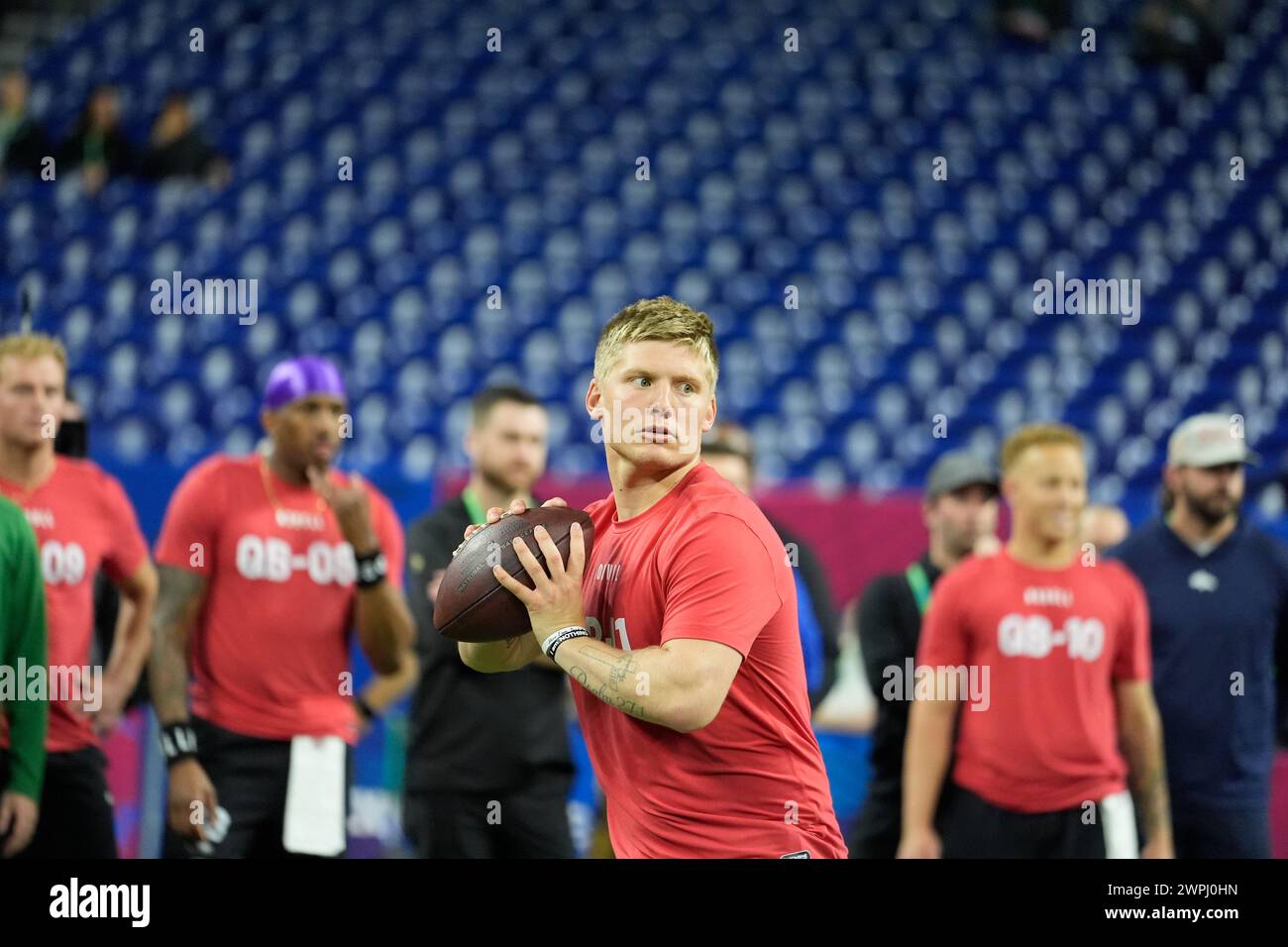 Western Kentucky quarterback Austin Reed runs a drill at the NFL ...