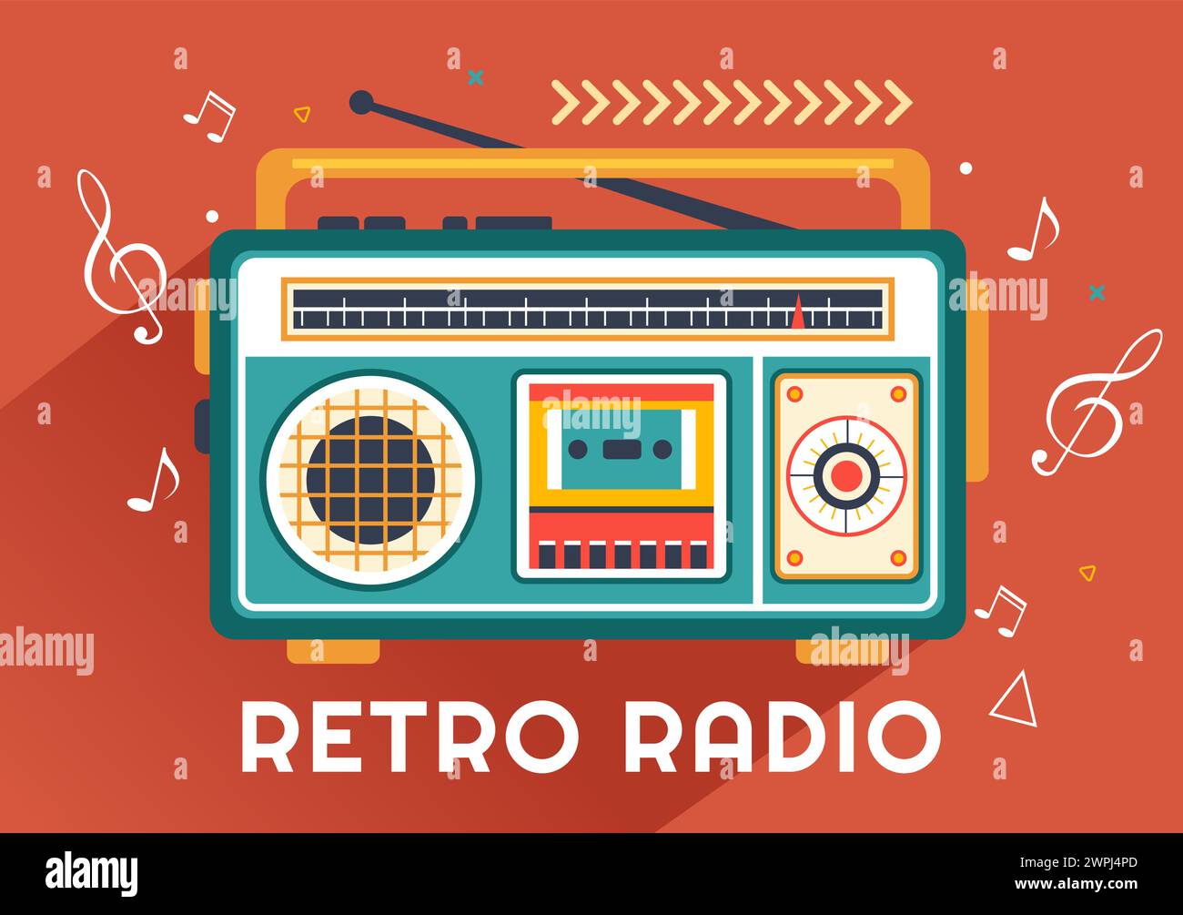 Retro Radio Vector Illustration with Player Style for Record, Old ...
