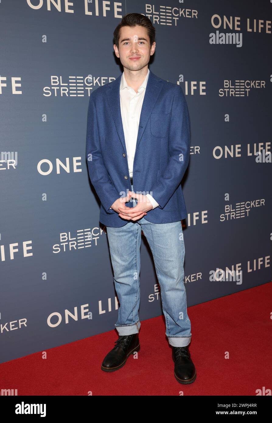 Luke Slattery attends the premiere of "One Life" at the Museum of ...