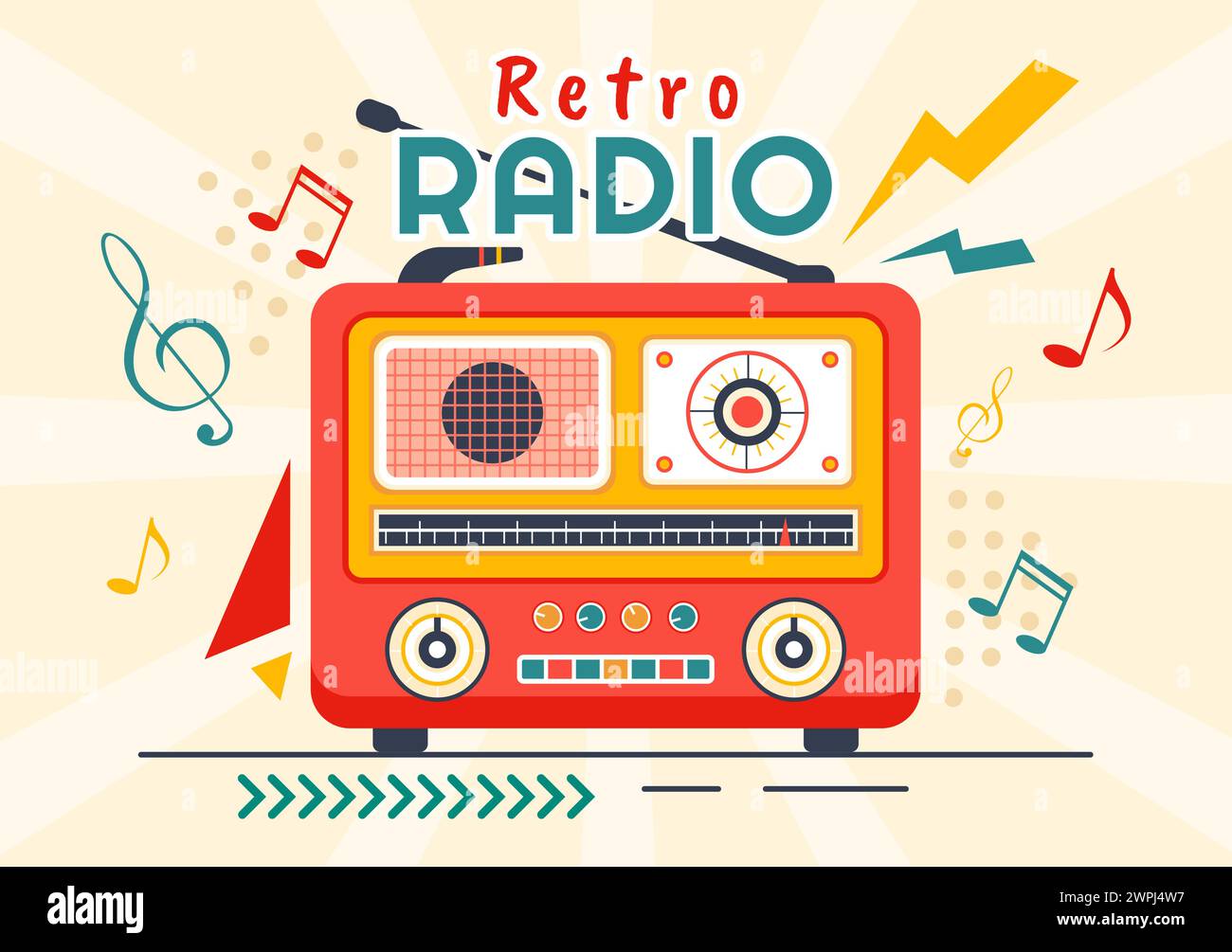 Retro Radio Vector Illustration with Player Style for Record, Old ...