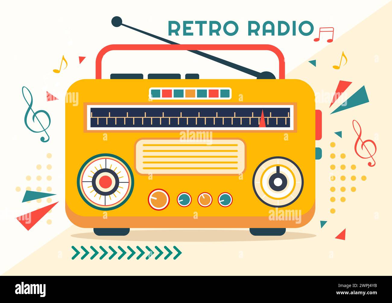Retro Radio Vector Illustration with Player Style for Record, Old ...