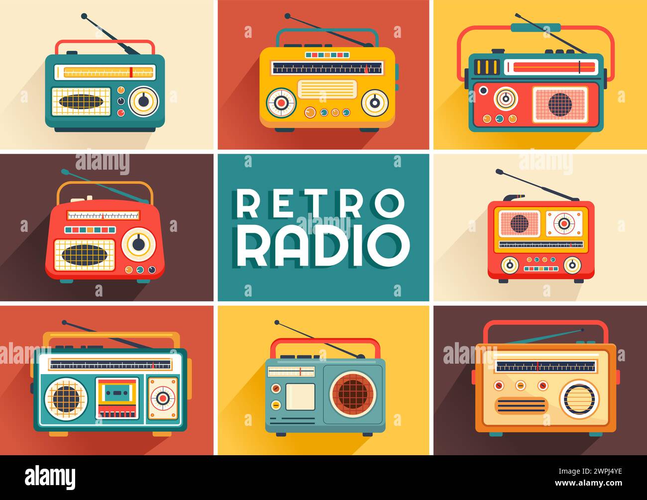 Retro Radio Vector Illustration with Player Style for Record, Old ...