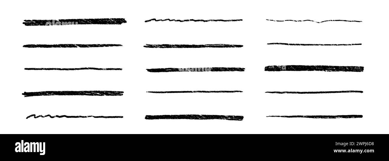 Crayon brush underline stroke set. Chalk mark brush line paint vector ...