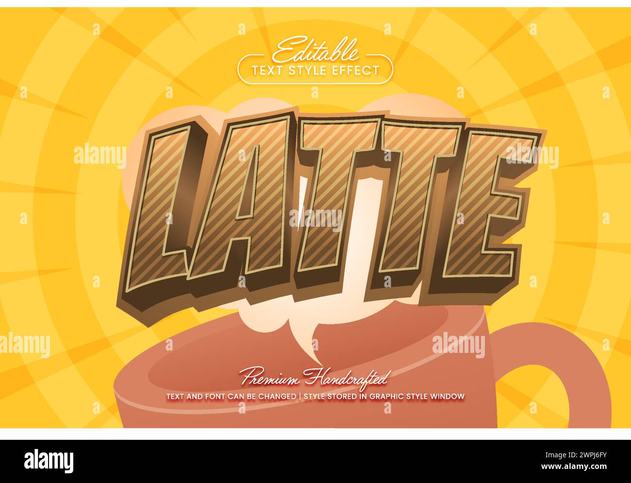 Coffee 3D vector text effect graphic style. Editable vector headline and title template Stock ...