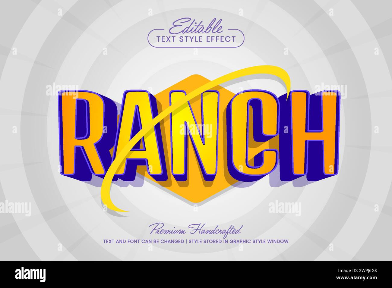 Ranch 3D vector text effect graphic style. Editable vector headline and ...