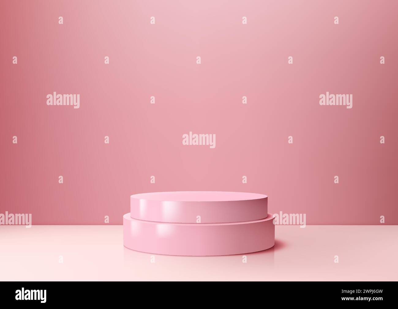 3D realistic pink podium stand on a soft pink wall background, perfect ...