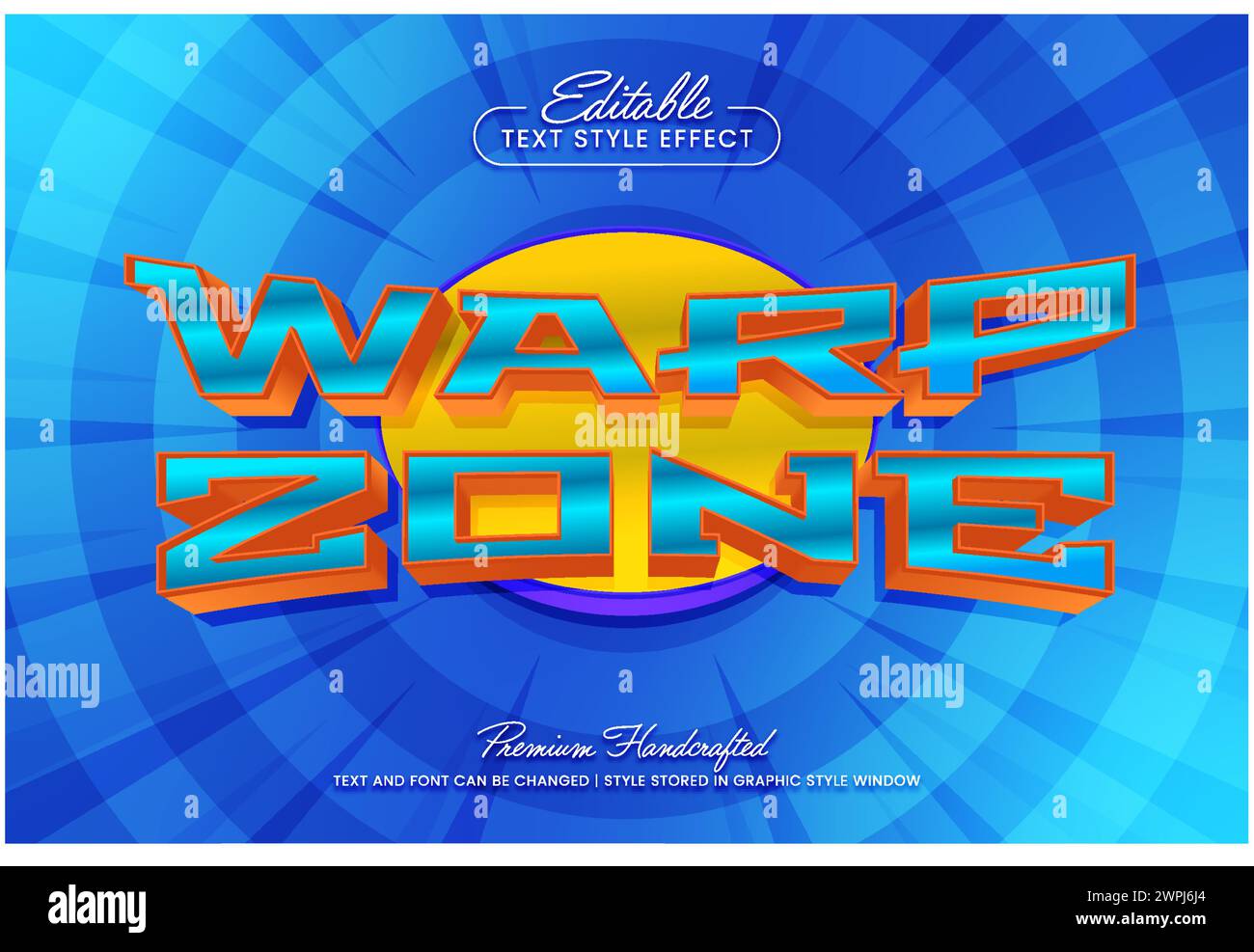Warp zone 3D vector text effect graphic style. Editable vector headline and title template Stock ...