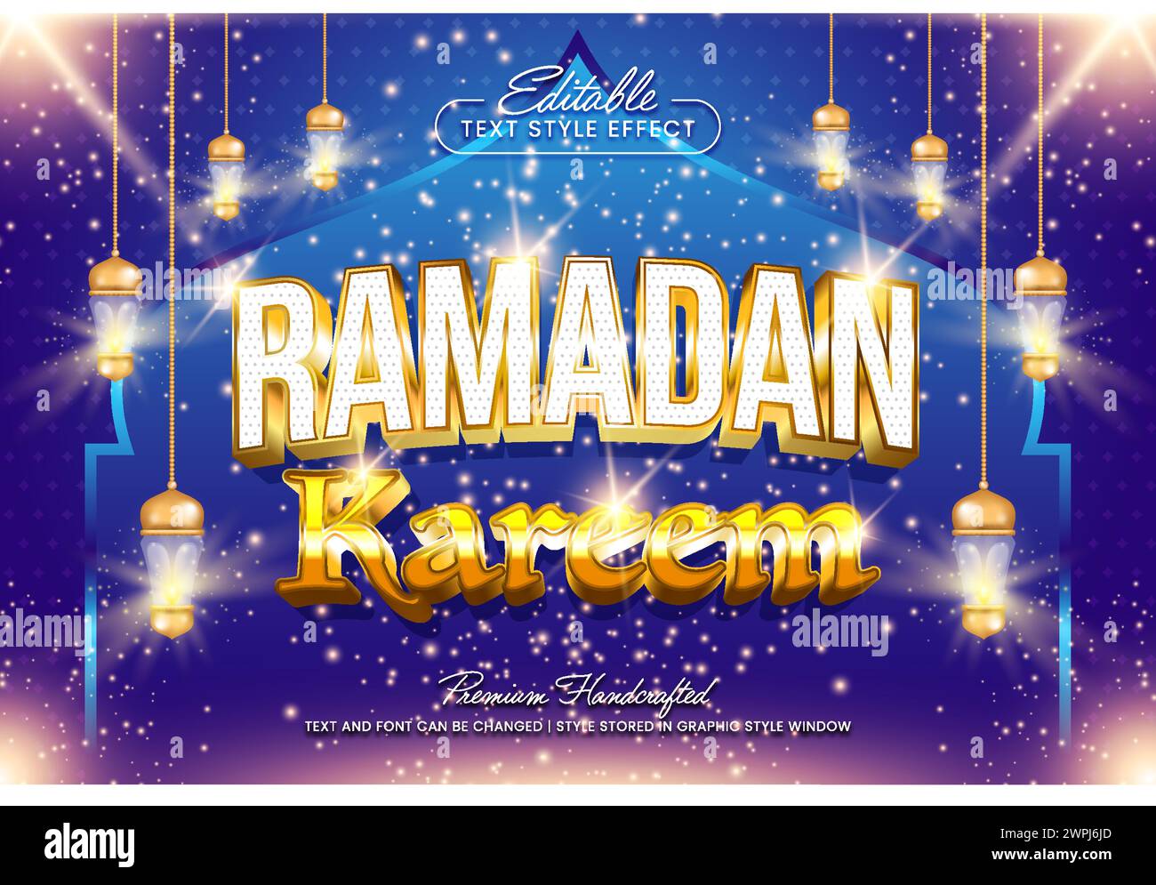 Ramadan kareem 3D vector text effect graphic style. Editable vector ...