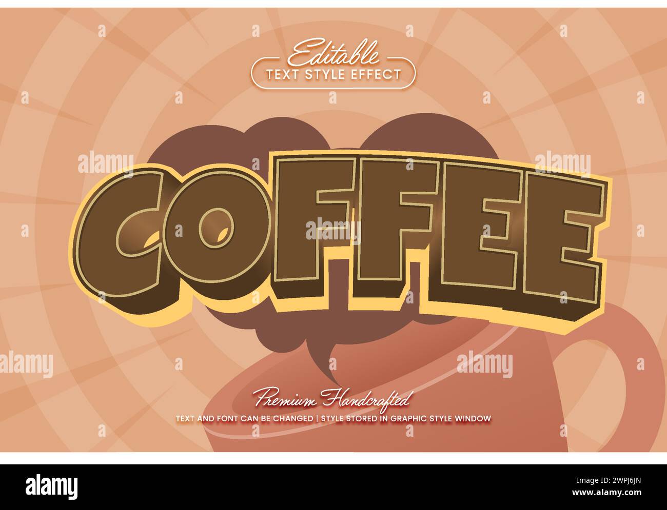 Coffee 3D vector text effect graphic style. Editable vector headline ...
