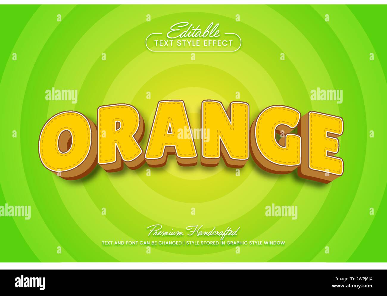 Orange fruit 3D vector text effect graphic style. Editable vector ...