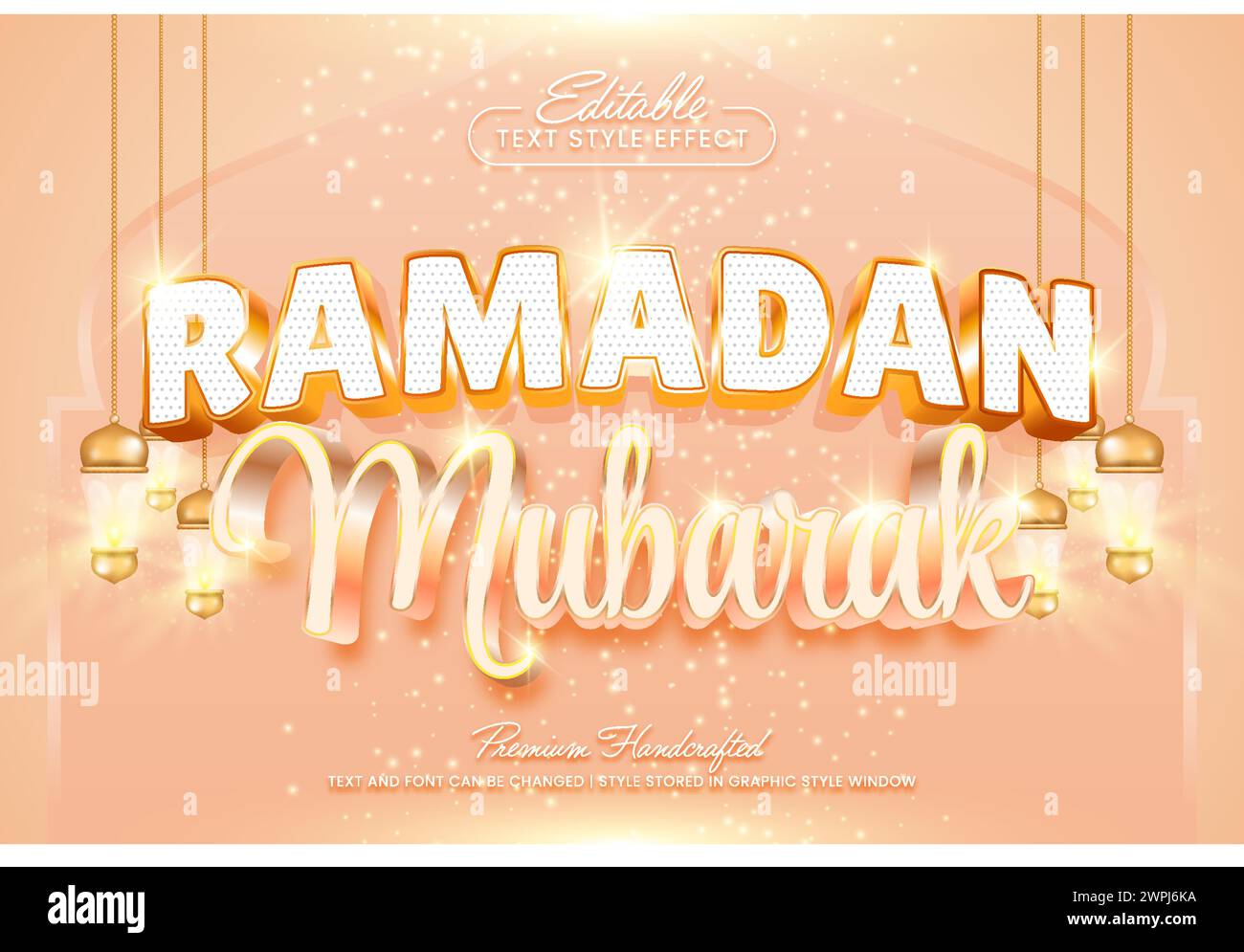 Ramadan mubarak 3D vector text effect graphic style. Editable vector ...