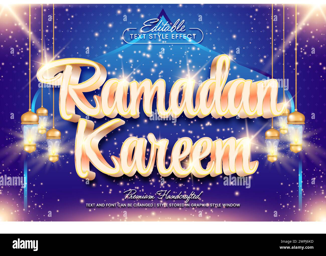 Ramadan kareem 3D vector text effect graphic style. Editable vector ...
