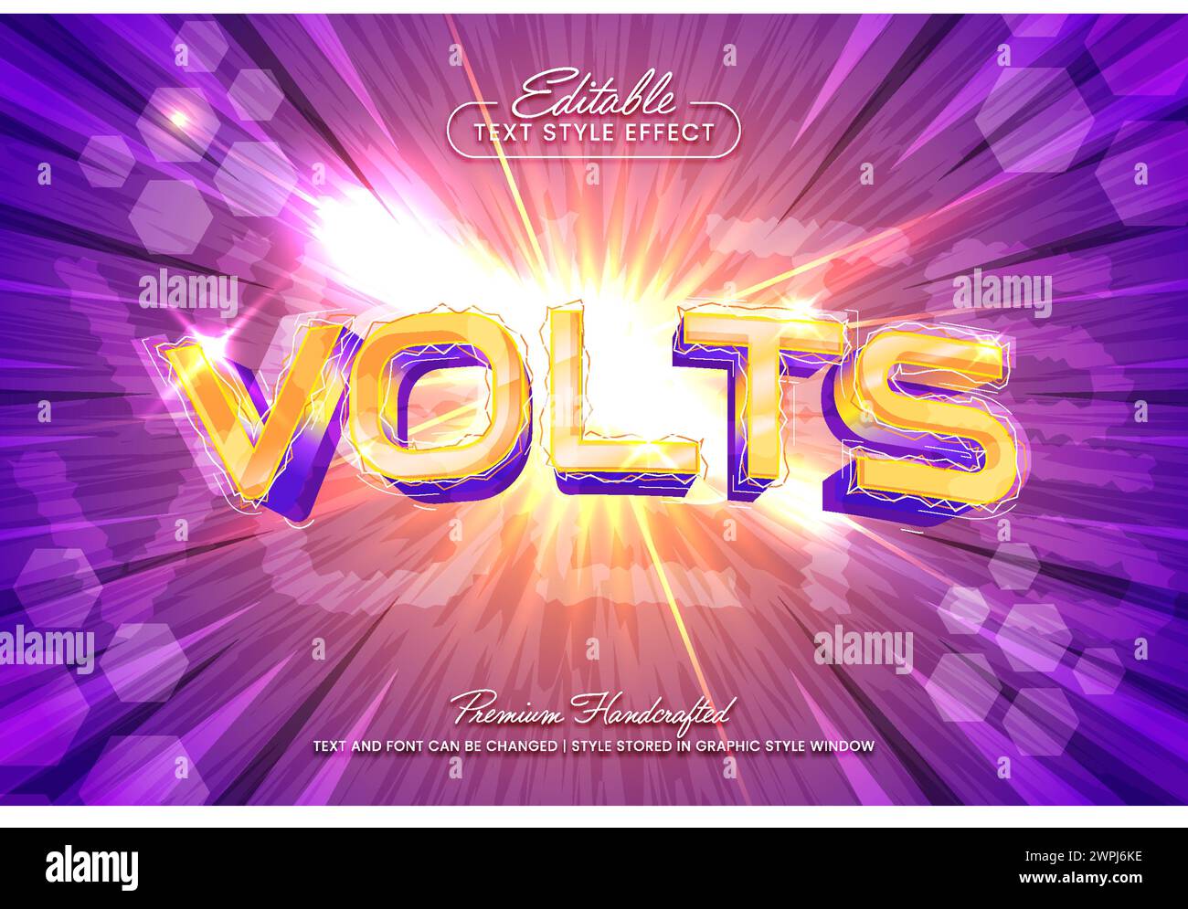 Volts 3D vector text effect graphic style. Editable vector headline and ...