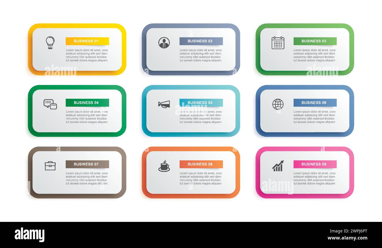 9 data infographics tab paper index template. Illustration abstract ...