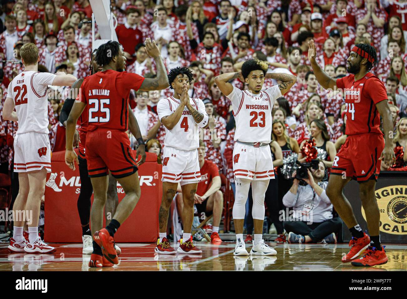 Madison, WI, USA. 7th Mar, 2024. Wisconsin Badgers guard Chucky Hepburn ...