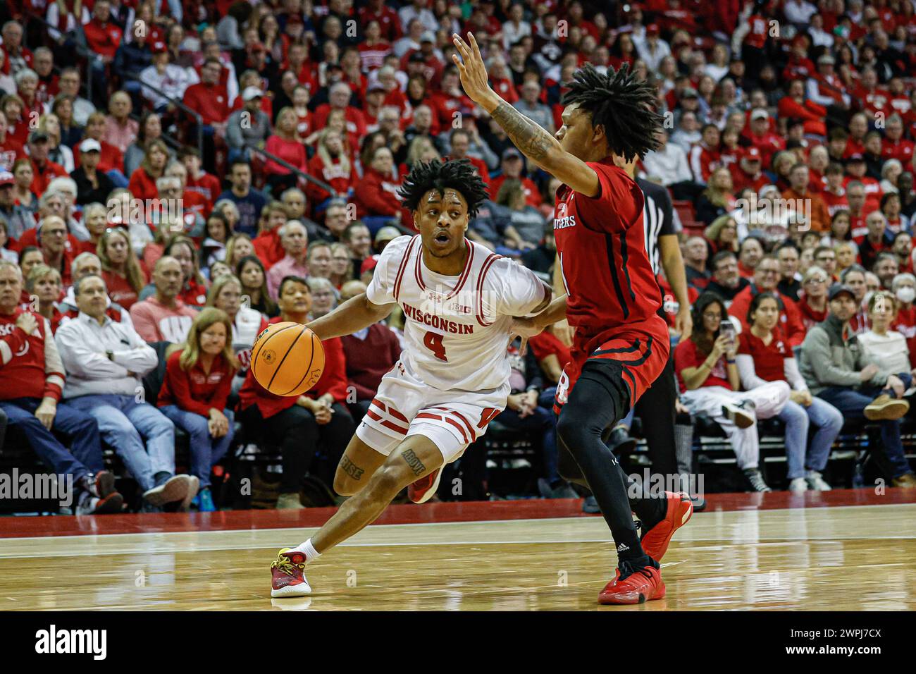 Madison, WI, USA. 7th Mar, 2024. Wisconsin Badgers guard Kamari McGee ...