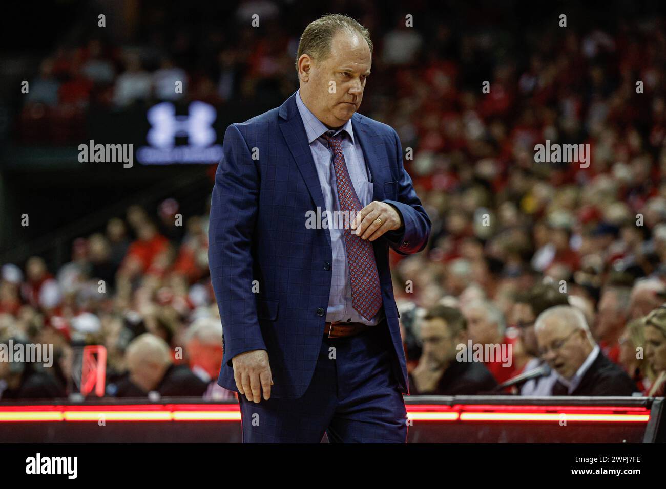 Madison, WI, USA. 7th Mar, 2024. Wisconsin Badgers head coach Greg Gard ...