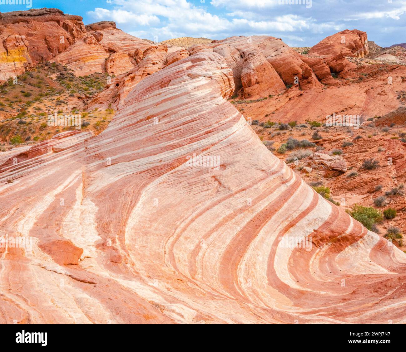 Valley of Fire State Park Nevada Fire Wave hike on red sandstone with ...