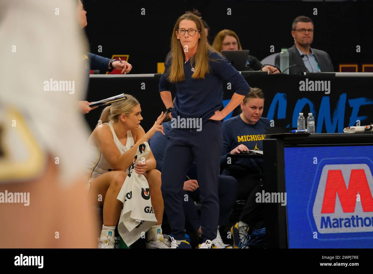 Minneapolis, Minnesota, USA. 7th Mar, 2024. Michigan Wolverines head ...