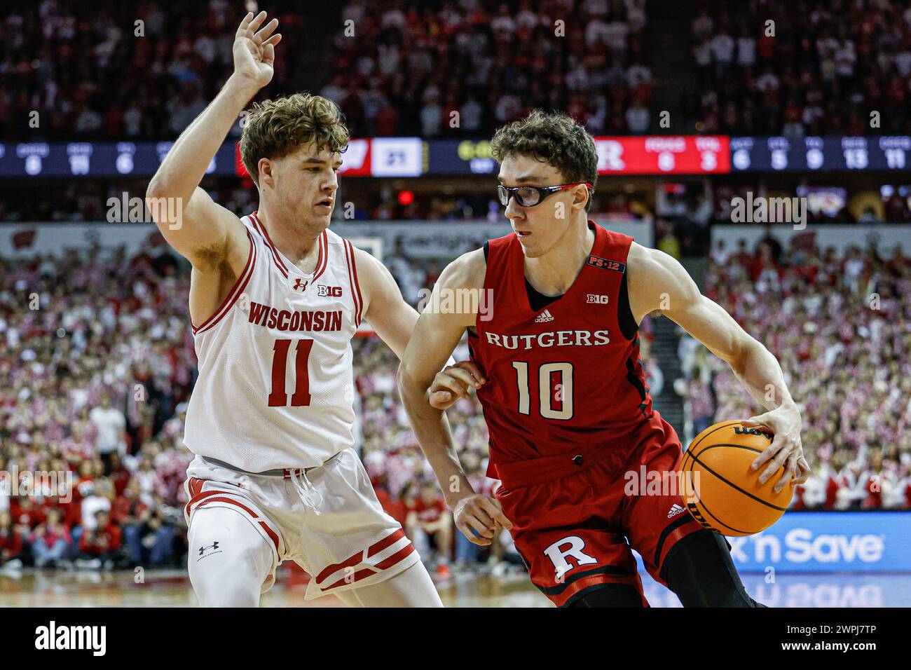 Madison, WI, USA. 7th Mar, 2024. Rutgers Scarlet Knights guard Gavin ...
