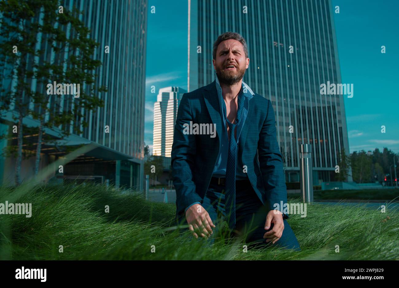 Desperate man crying during bad business. Angry businessman having bad ...