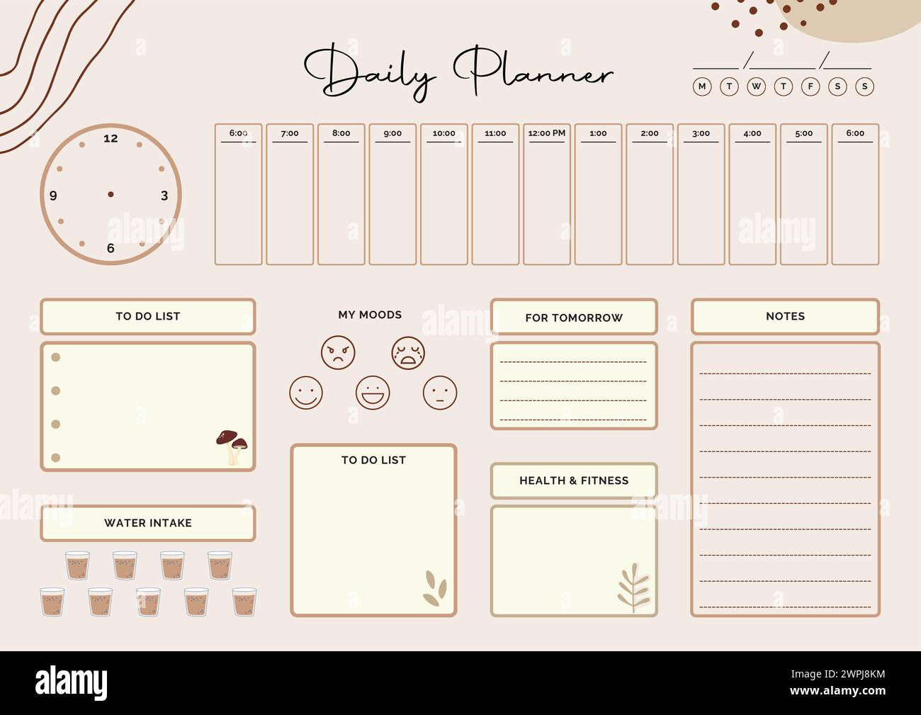 Planner template for daily planning and organizing Stock Vector Image ...