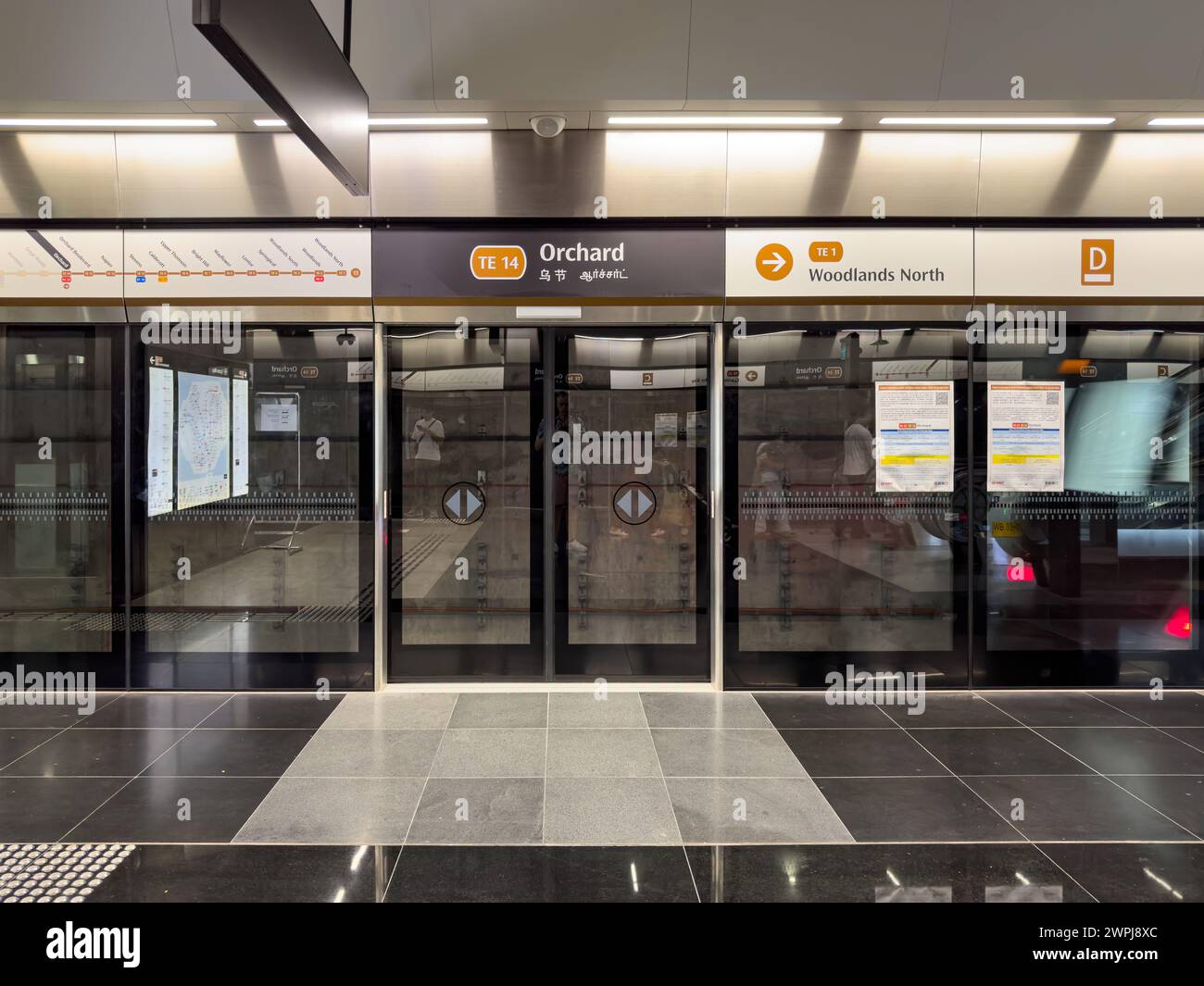 Information signs at Orchard Road station on the Singapore Mass Rapid ...