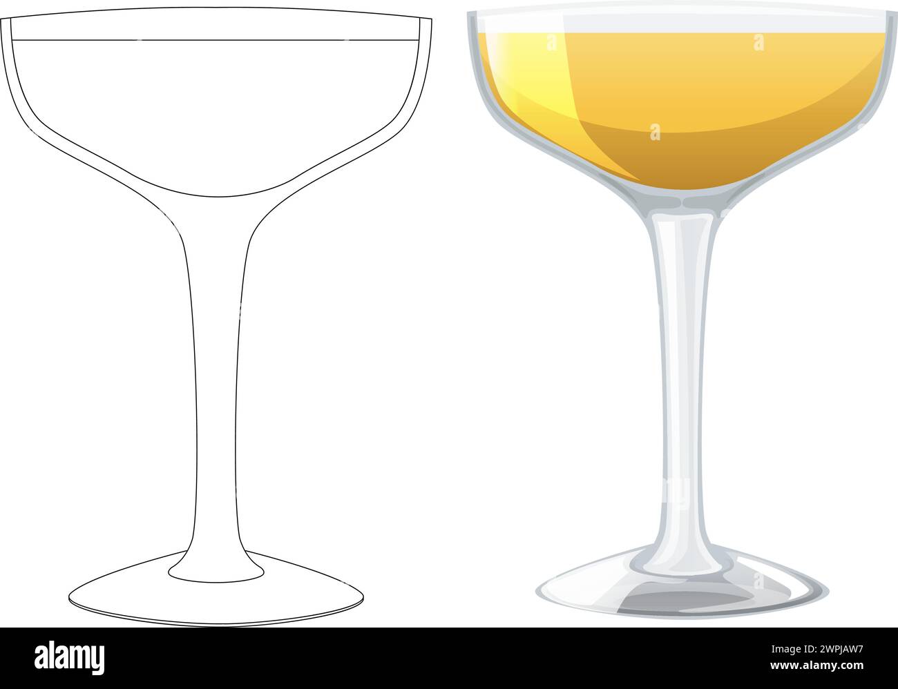 Empty and filled wine glass vector illustration Stock Vector Image ...