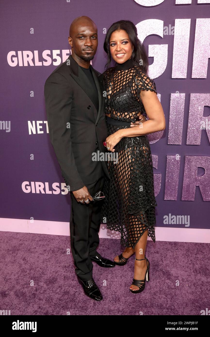 Actors Loic Mabanza, left, and Renee Elise Goldsberry attend the ...