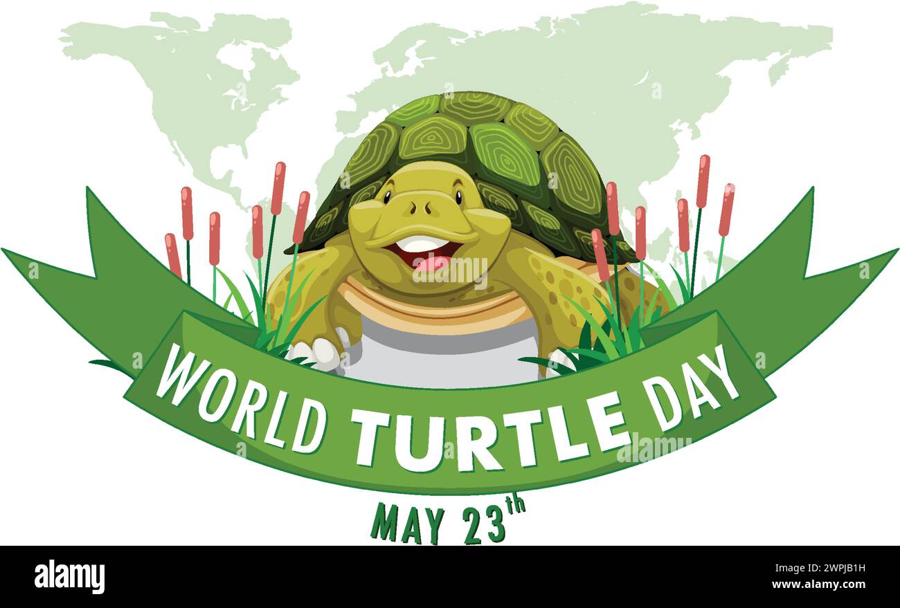 Happy turtle celebrating World Turtle Day event Stock Vector Image ...