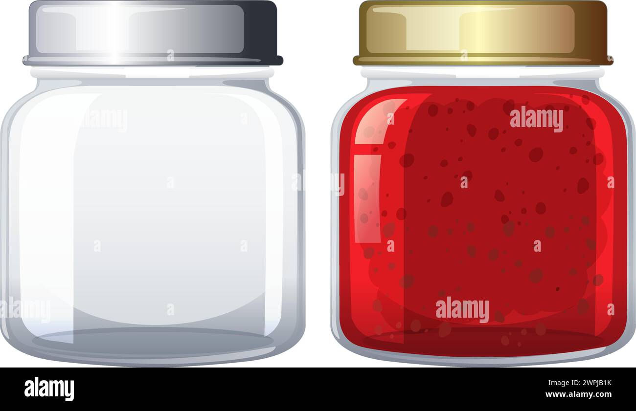 Vector illustration of empty and filled jam jars Stock Vector Image ...