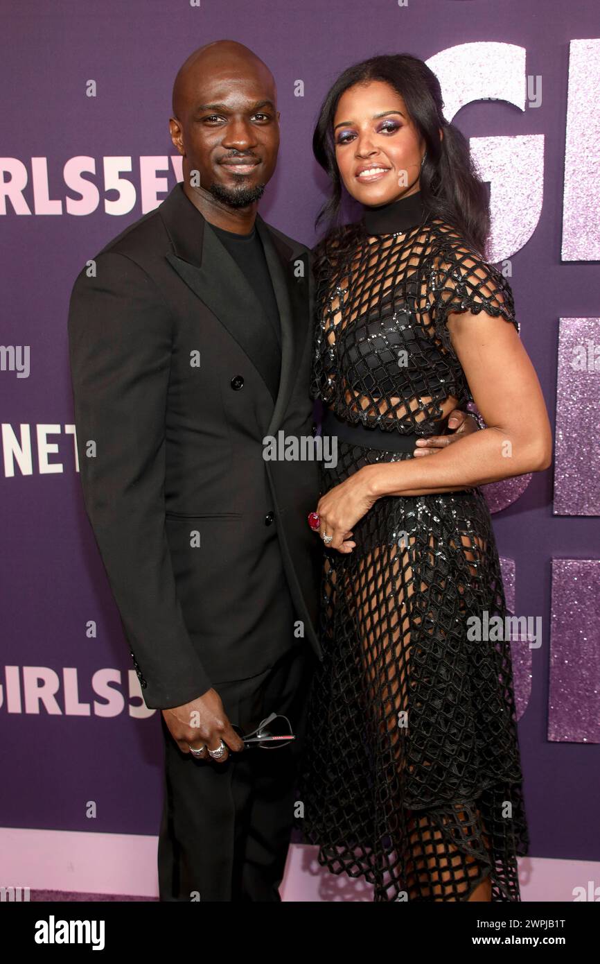 Actors Loic Mabanza, left, and Renee Elise Goldsberry attend the ...