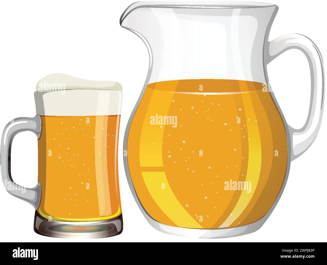 Vector illustration of beer in a glass and pitcher Stock Vector Image ...