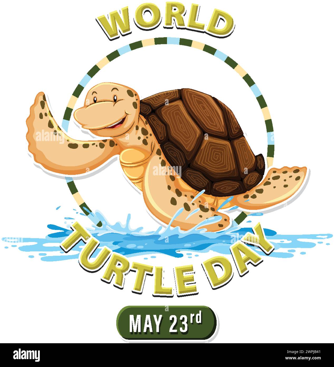 Cheerful turtle celebrating World Turtle Day in water Stock Vector ...