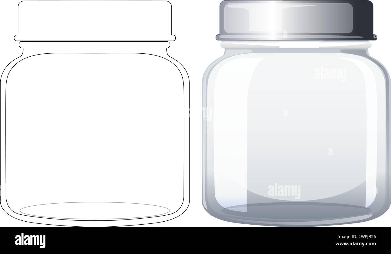 Two glass jars, one outlined and one shaded Stock Vector Image & Art ...