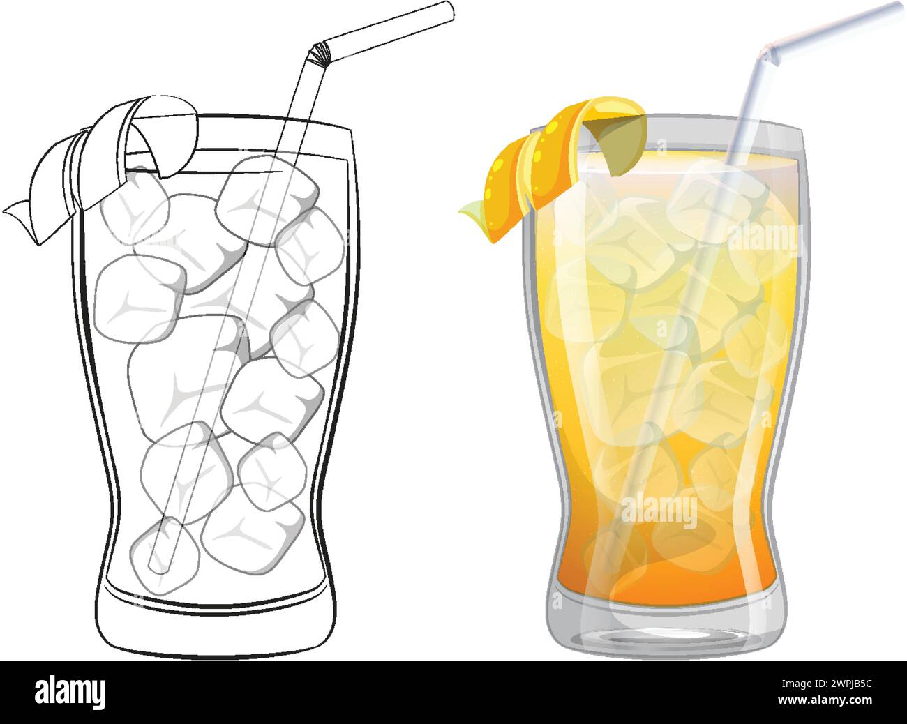 Vector transition from sketch to colored illustration Stock Vector ...