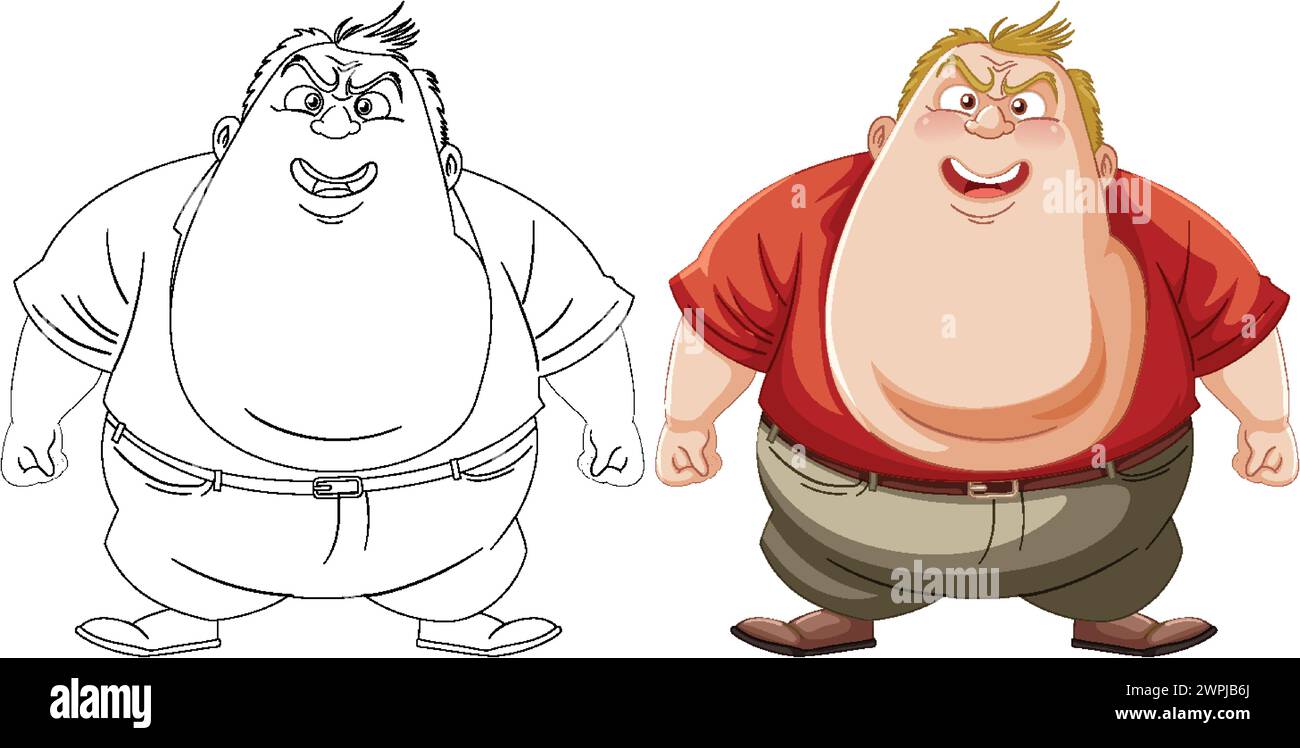 Two happy cartoon characters standing side by side Stock Vector Image ...