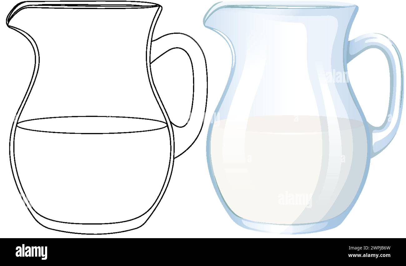 Vector transition from line art to colored illustration Stock Vector ...