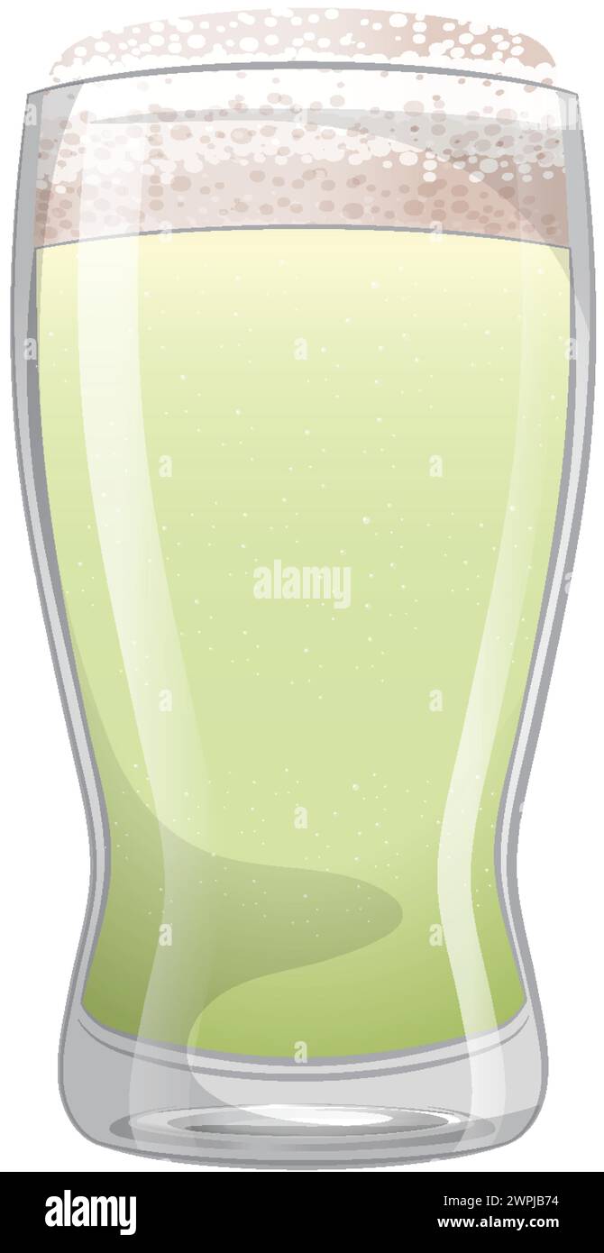 Vector illustration of a frothy green beer in glass Stock Vector Image ...