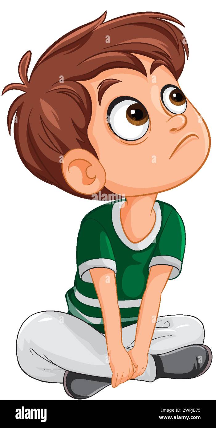 Cartoon boy sitting, looking up thoughtfully Stock Vector Image & Art ...
