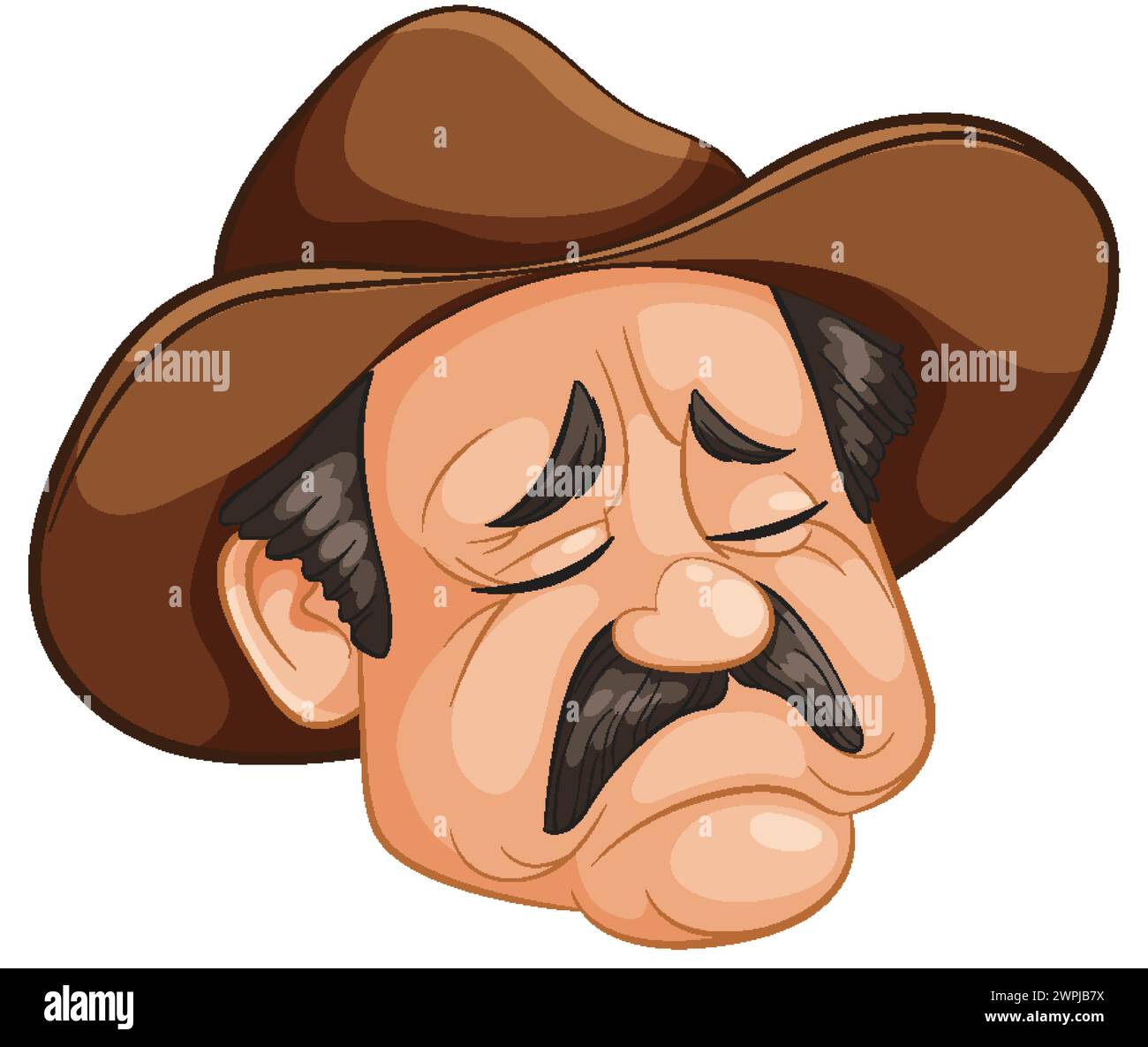 Cartoon cowboy with a sad facial expression Stock Vector Image & Art ...