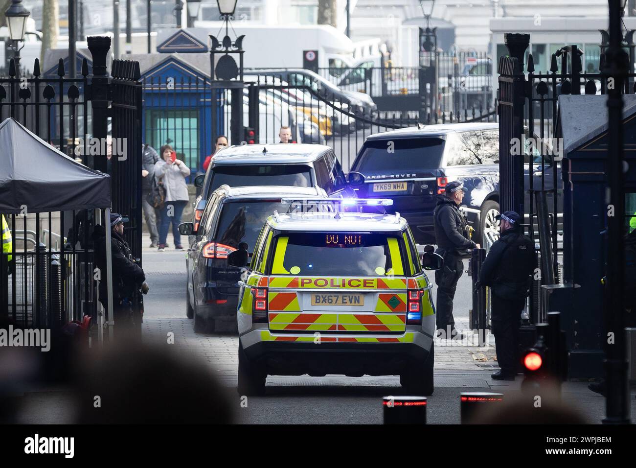 London, UK. 06th Mar, 2024. Prime Minister Rishi Sunak's motorcade ...