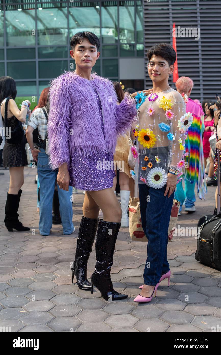 7 March 2024. Diversity friendly Thai fans from Thailand posing for ...