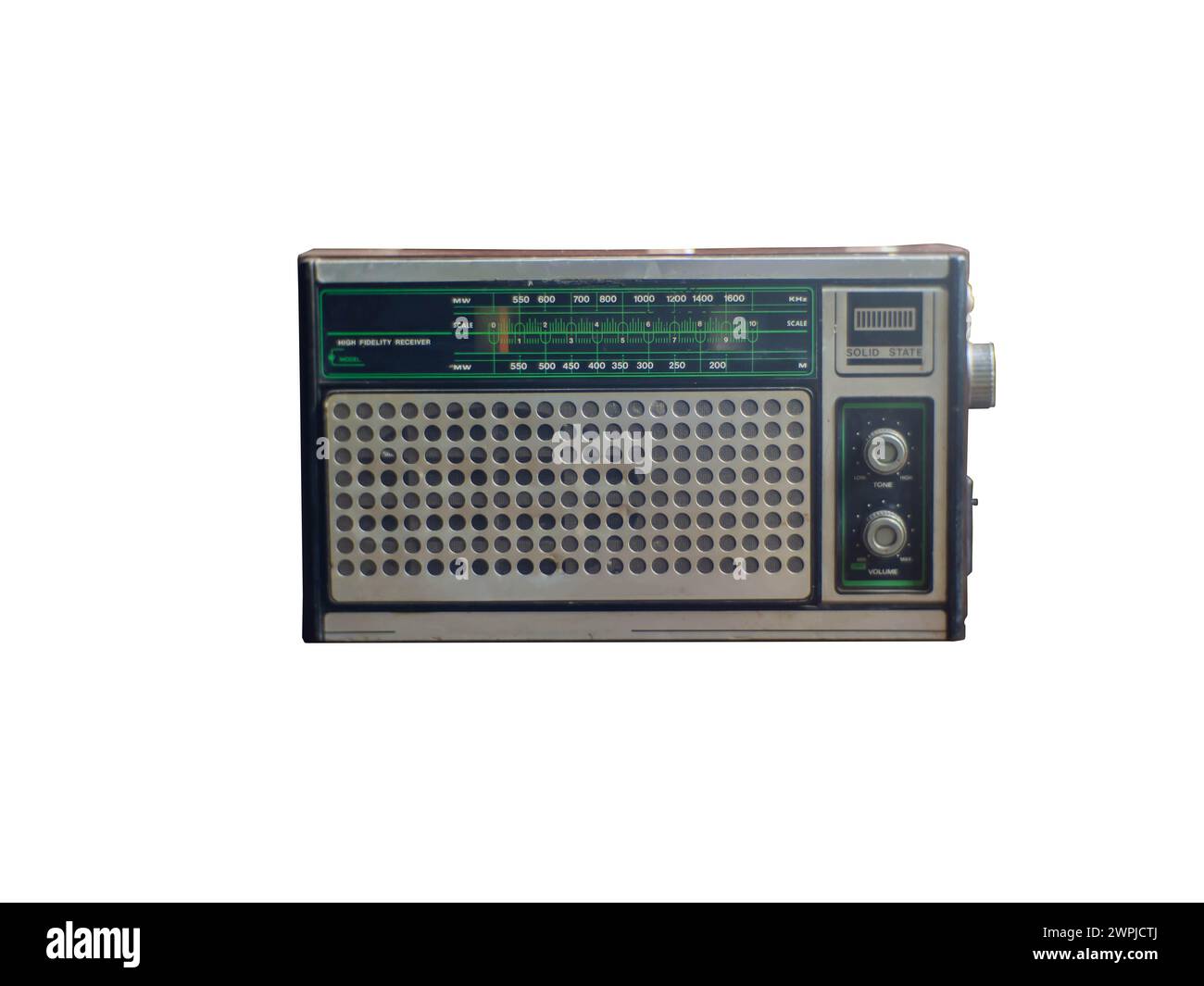 Vintage portable radio isolated on white background Stock Photo - Alamy