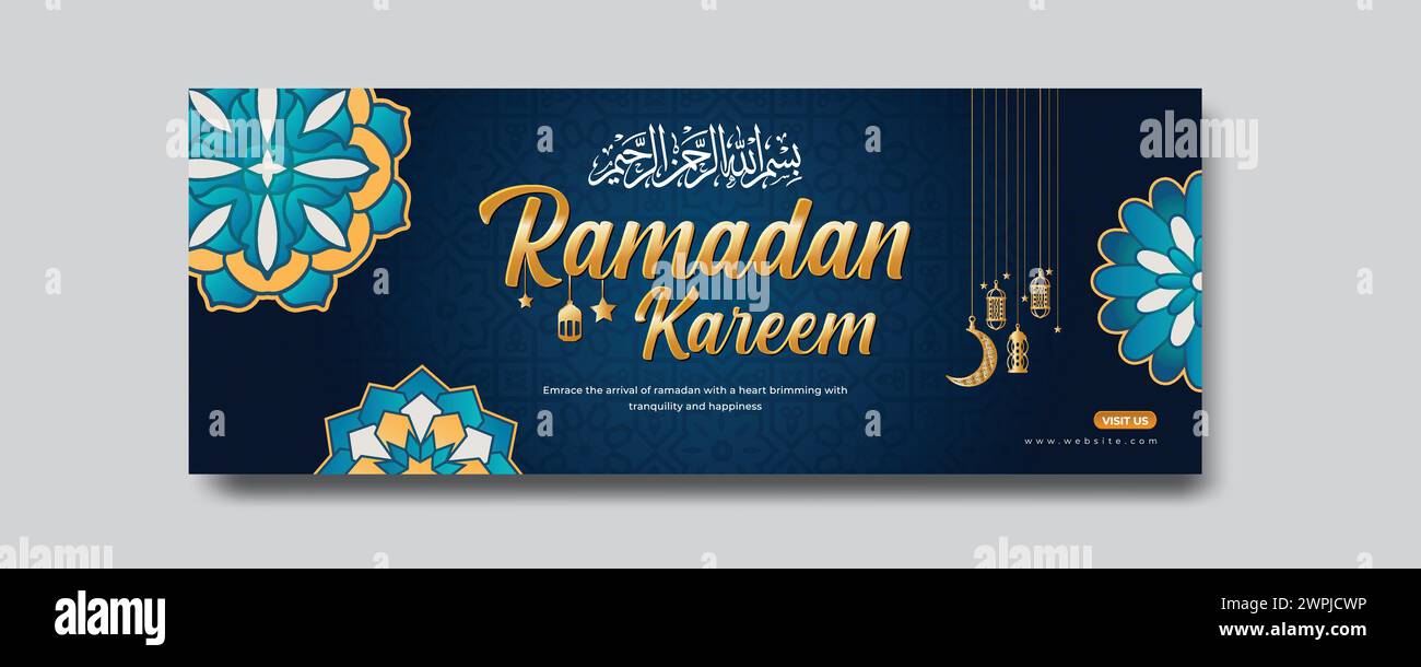 Ramadan Kareem Facebook Cover Banner Design Template Stock Vector Image ...