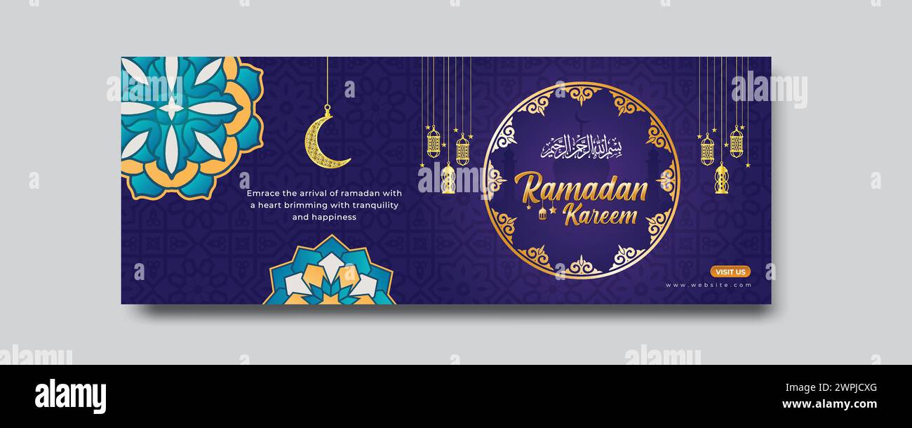 Ramadan Kareem Facebook Cover Banner Design Template Stock Vector Image ...