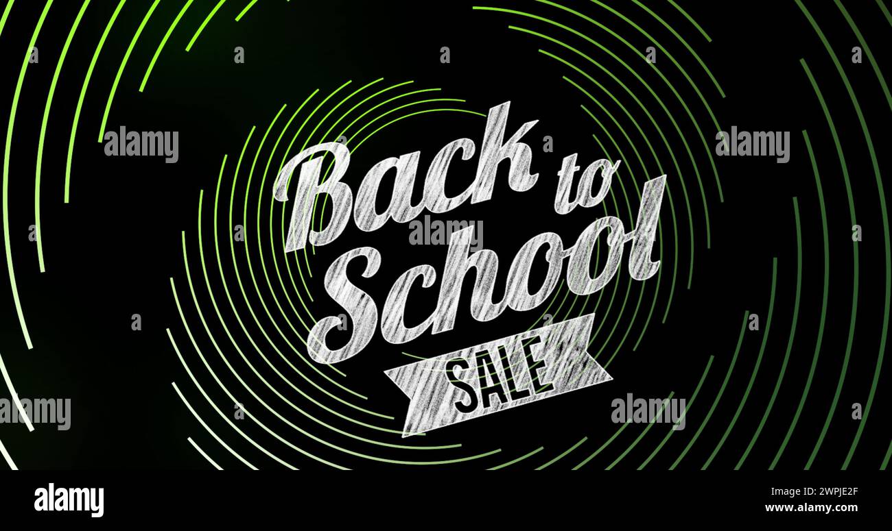 Image of back to school over green spiral on black background. Back to ...