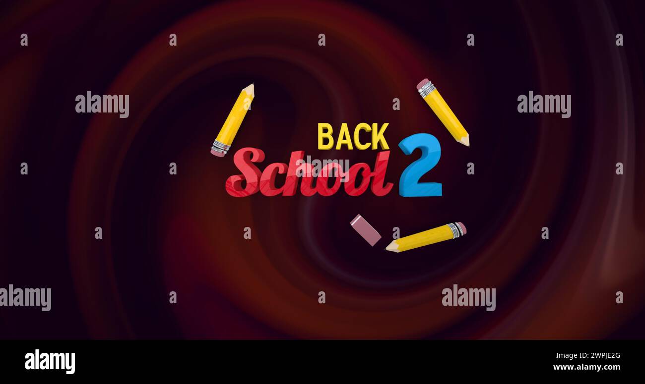 Image of back to school over dark red and black background Stock Photo ...