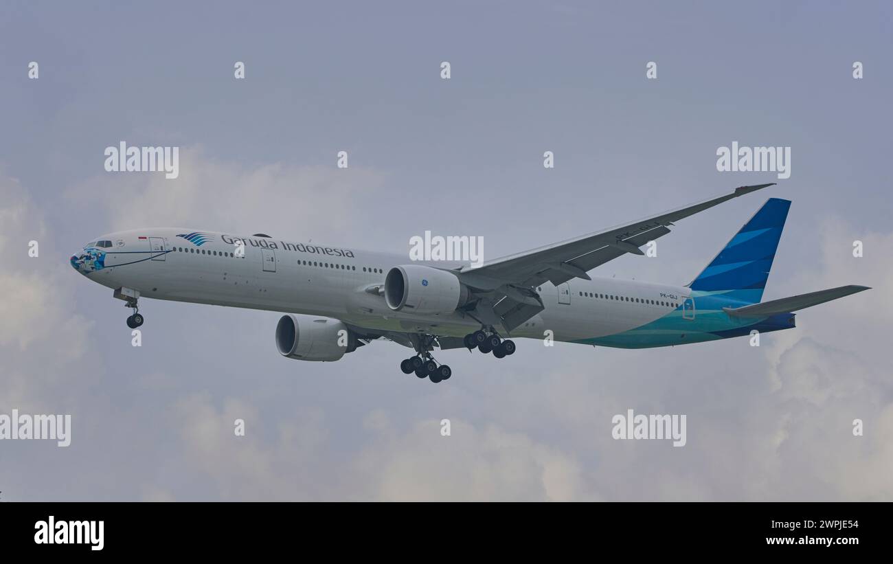 SINGAPORE - MARCH 8, 2024: Garuda Indonesia B777-3U3(ER), PK-GIJ Ayo ...