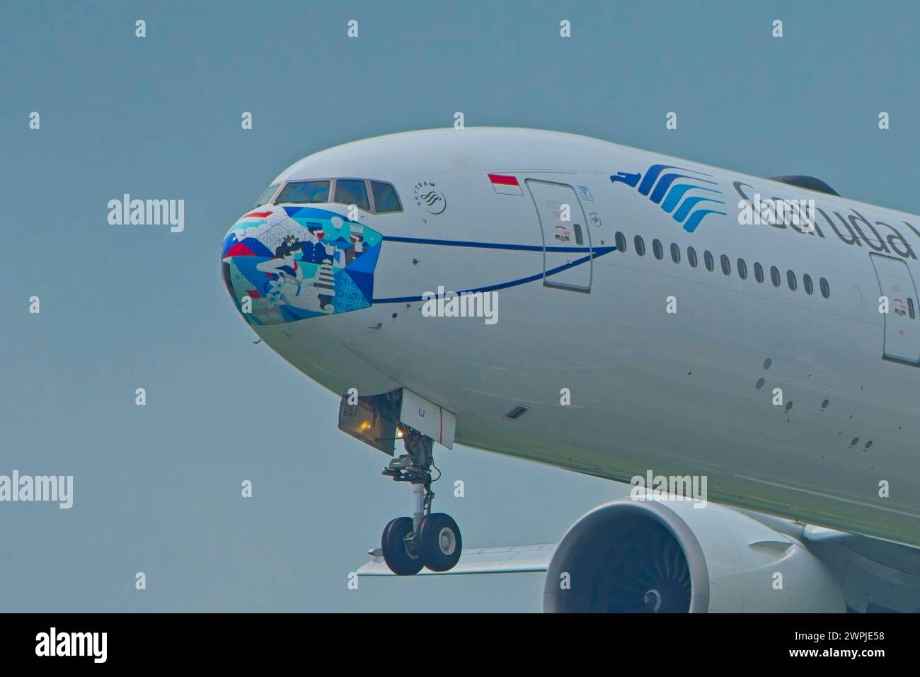 SINGAPORE - MARCH 8, 2024: Garuda Indonesia B777-3U3(ER), PK-GIJ Ayo ...
